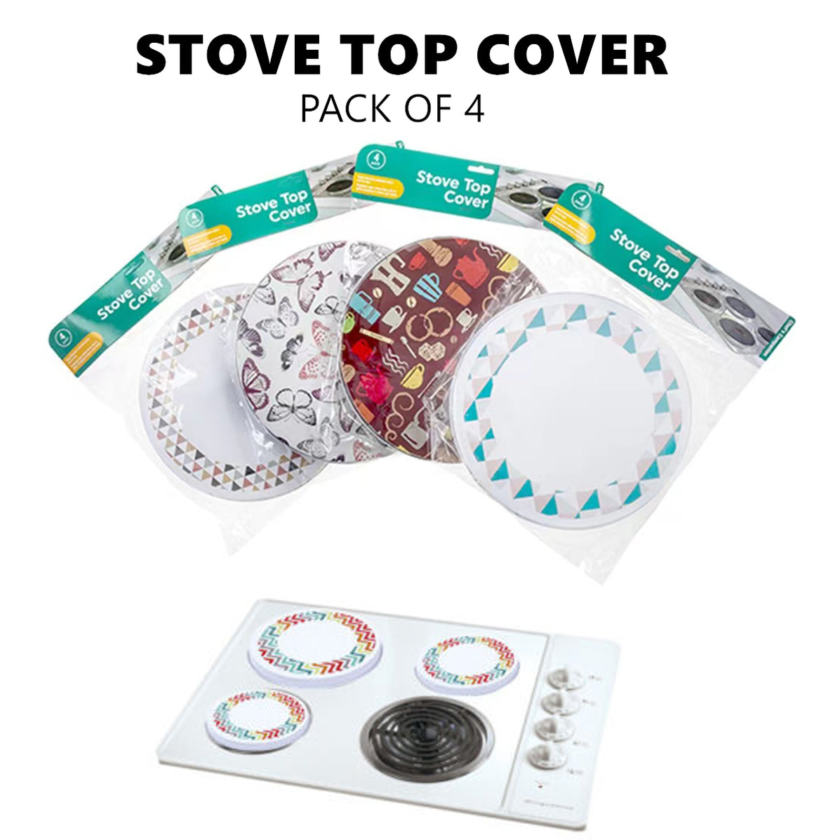 4pcs Metal Stove Top Covers Set Kitchen Cooktop Burner Cover Round Ele