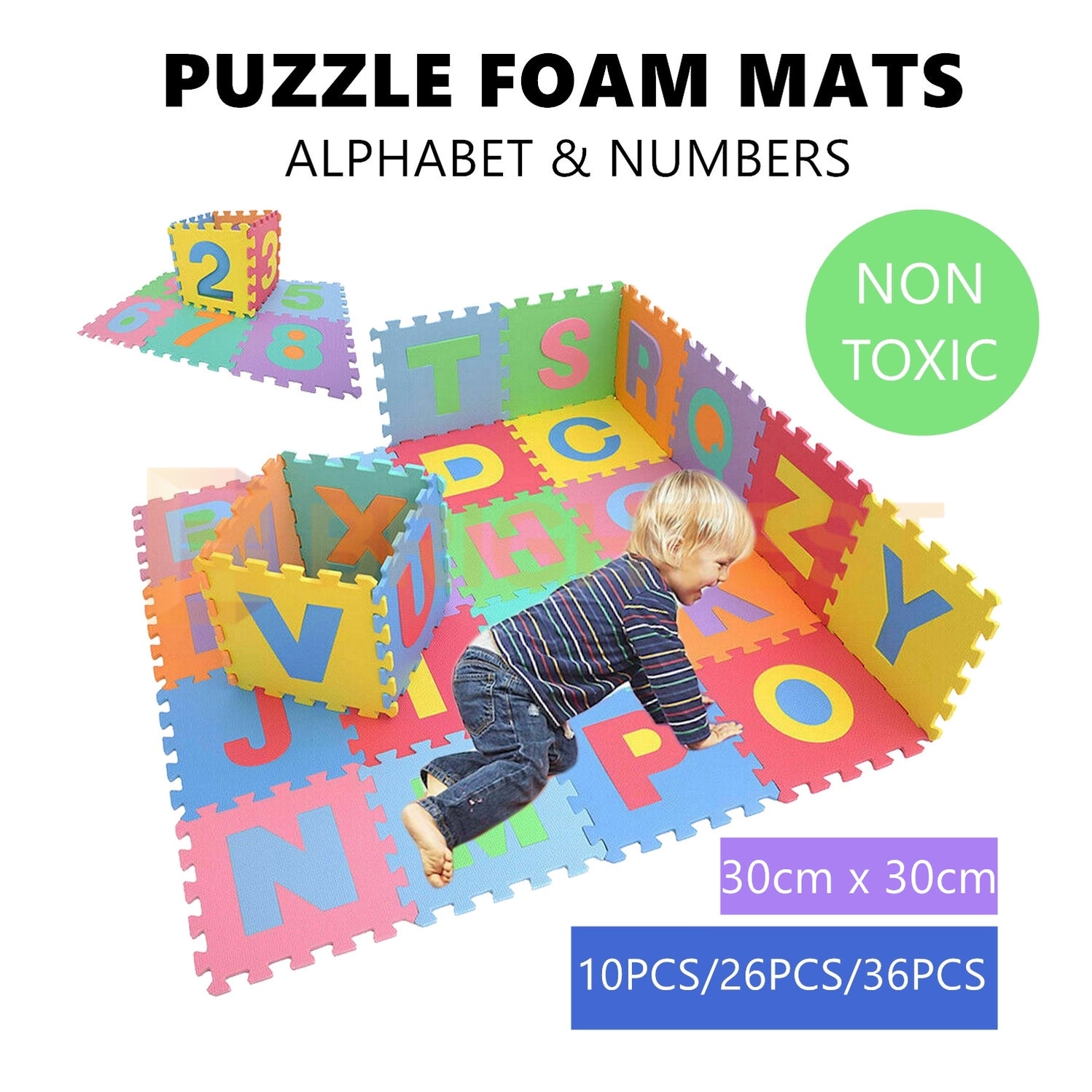 Kids Foam Mat Learning Alphabet Number Floor Play Mats Tiles Letters P